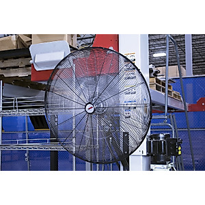 K Tool International 77732; 30” Oscillating Wall Mounted Industrial Fan; Perfect Fan to Cool a Shop, Patio, or Barn, 3 Speed Motor, 6 Foot Power Cord, 7,930 Max CFM, Mounting Hardware included, Black
