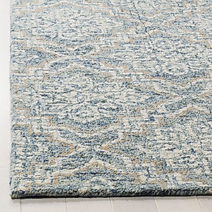 SAFAVIEH Abstract Collection Area Rug - 8' x 10', Blue & Grey, Handmade Wool, Ideal for High Traffic Areas in Living Room, Bedroom (ABT201A)