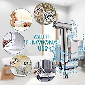 Handheld Bidet Sprayer for Toilet-Adjustable Water Pressure Jet Sprayer for Feminine Wash, LUFEIDRA Stainless Steel Bidets for Existing Toilets Muslim Shower Cloth Diaper Sprayer Bidet Attachment