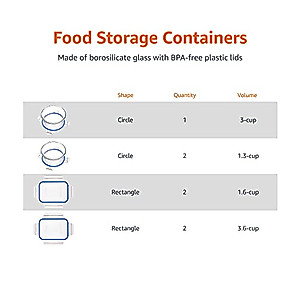 Amazon Basics Glass Locking Lids Food Storage Containers, 14-Piece Set