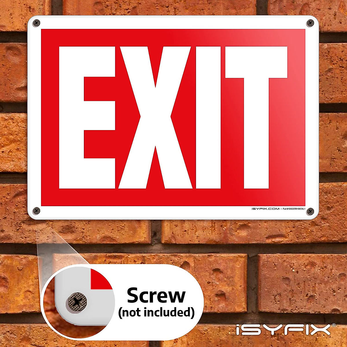 iSYFIX Exit Sign – 1 Pack 10x7 Inch – 100% Rust Free .040 Aluminum Signs, Laminated for Ultimate UV, Weather, Scratch, Water and Fade Resistance, Indoor and Outdoor, Exit Signs for Exterior.