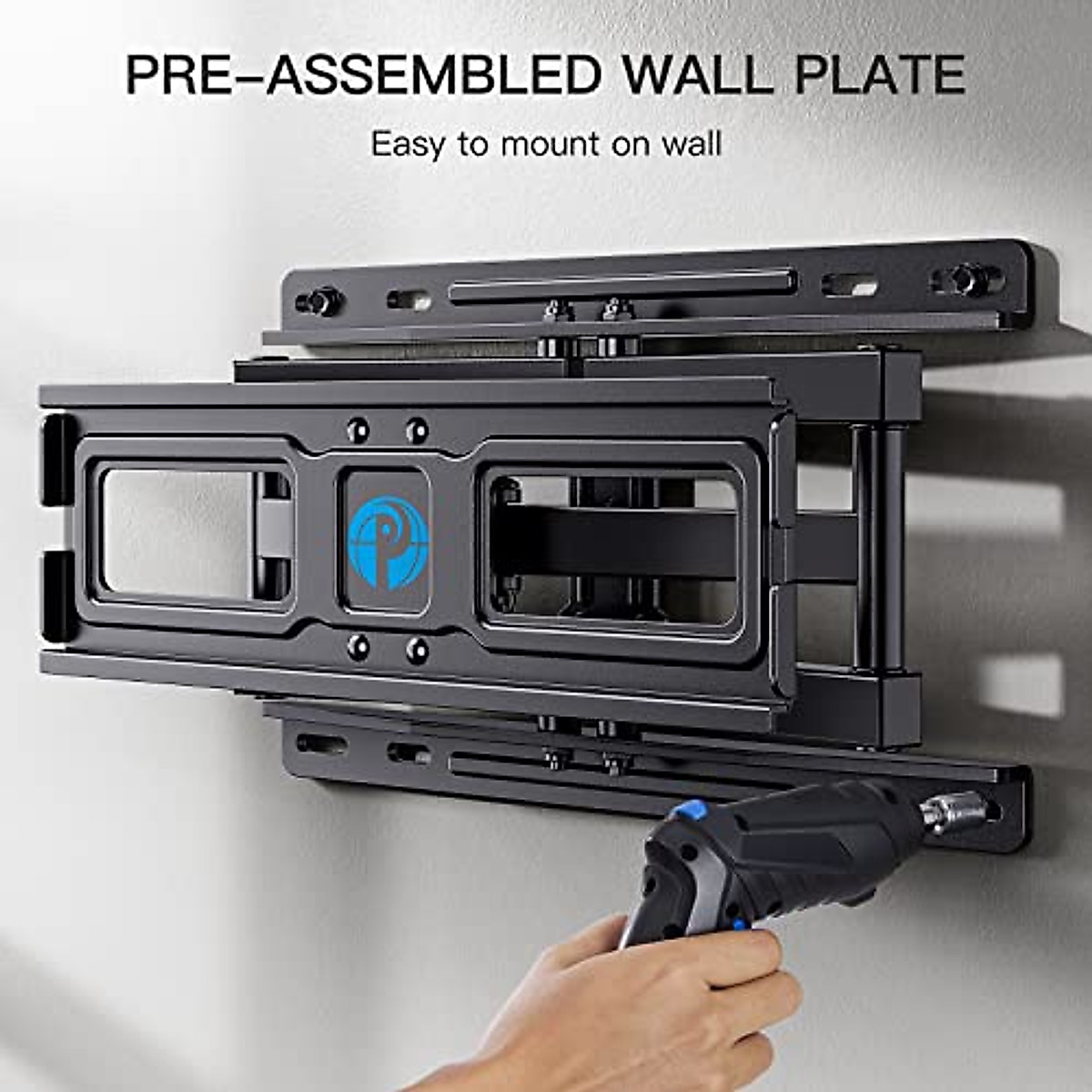 TV Wall Mount Full Motion Articulating Swivel Extension for Most 26-65 Inch Flat Curved TVs with Max VESA 400x400mm up to 88lbs, Wall Mount TV Bracket fits 12,16 inch Wood Stud by Pipishell