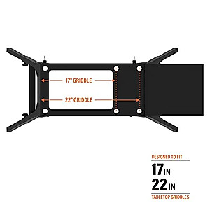 Blackstone Universal Griddle Stand with Adjustable Leg and Side Shelf - Made to fit 17” or 22” Propane Table Top Griddle – Perfect Take Along Grill Accessories for Outdoor Cooking and Camping (Black)