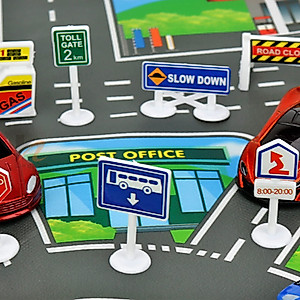 56Pcs Traffic Road Signs Playset Street Signs, Traffic Lights Mini Traffic Cones & Crosswalk Signal Toys for Kids Playing