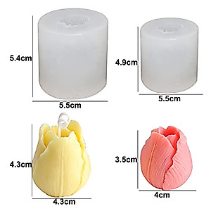 2 Pieces 3D Silicone Candle Mold Tulip Flower Candle Mold for Candle Making Handmade Silicone Soap Mold for Handmade Plaster Craft Soap Making Home Decorating Ornaments