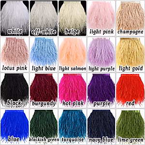 Soarer White Ostrich Feather Trim - 2Yards 5-7inch Feathers Fringe Trim for DIY Sewing Clothing,Wedding,Christmas Home Party(White)