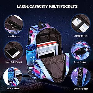 SAMIT Anime Luminous Backpack with USB Charging Port & Anti Theft Lock &Pencil Case Daypack Laptop Backpack (Blue_White)