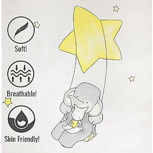 Delbree 100% Cotton Fitted Crib Sheet for Boys or Girls, Soft Baby Sheet, Standard and Toddler Mattress Cover, Elephant Stars, 28x52in, 52x28