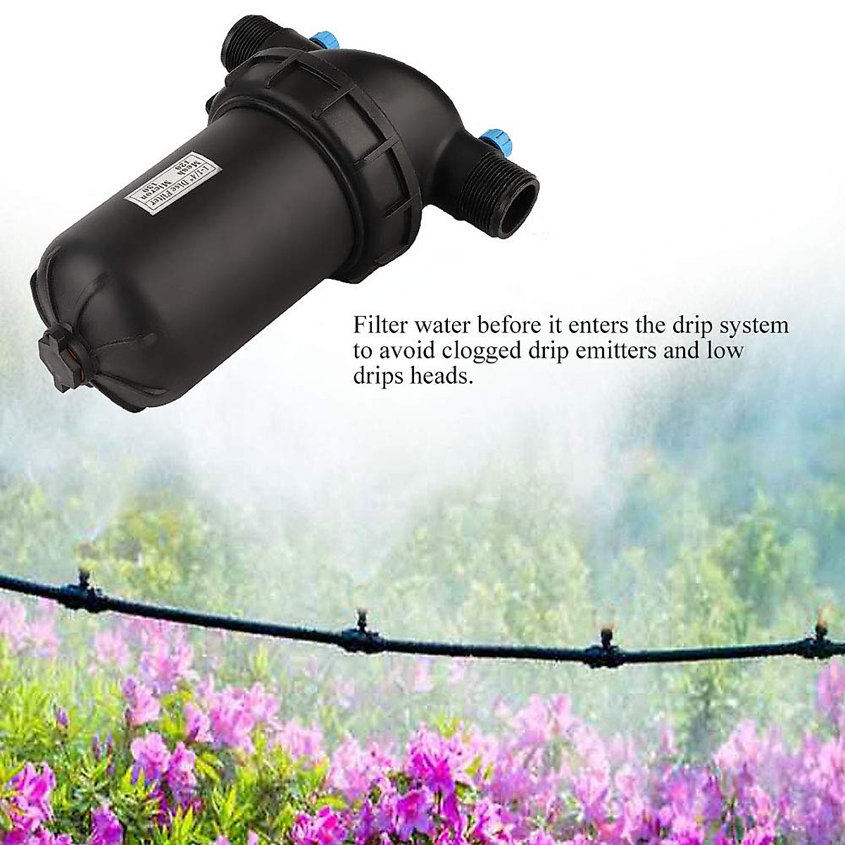 G1-1/4 Male Thread Disc Filter 120 Mesh for Gardening Agriculture Filter Drip Irrigation Pump（Black）