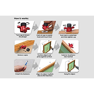 Keyhole Companion Marking Tool Set – Mount/Hang Items that have Keyhole Slots Without Measuring; Tools Mark Fastener Locations on Walls. Picture hanging, mount power strips, use w/keyhole hangers, etc