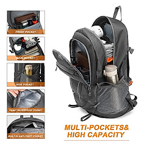 MIYCOO Lightweight Backpack for Men Women - Packable Hiking Travel Backpack - Foldable Outdoor Camping Waterproof Daypack Grey