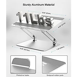 BoYata Laptop Stand, Adjustable Laptop Riser Ergonomic Computer Stand for Desk, Aluminum Laptop Holder Compatible for MacBook Pro/Air, Surface Laptop and Other Laptops up to 15 Inches