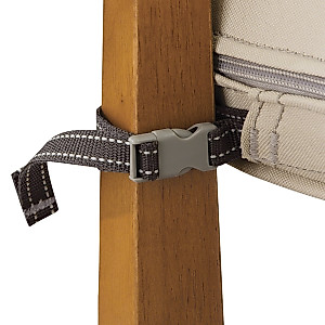 Classic Accessories Montlake Water-Resistant 21 x 21 x 3 Inch Square Outdoor Seat Cushion Slip Cover, Patio Furniture Chair Cushion Cover, Antique Beige, Patio Furniture Cushion Covers