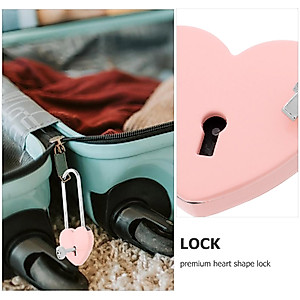NUOBESTY Heart Shaped Padlock, Mini Metal Lock with Key Padlock Couple Wishing Lock for Jewelry Storage Box Diary Book Wedding Lovers Pink