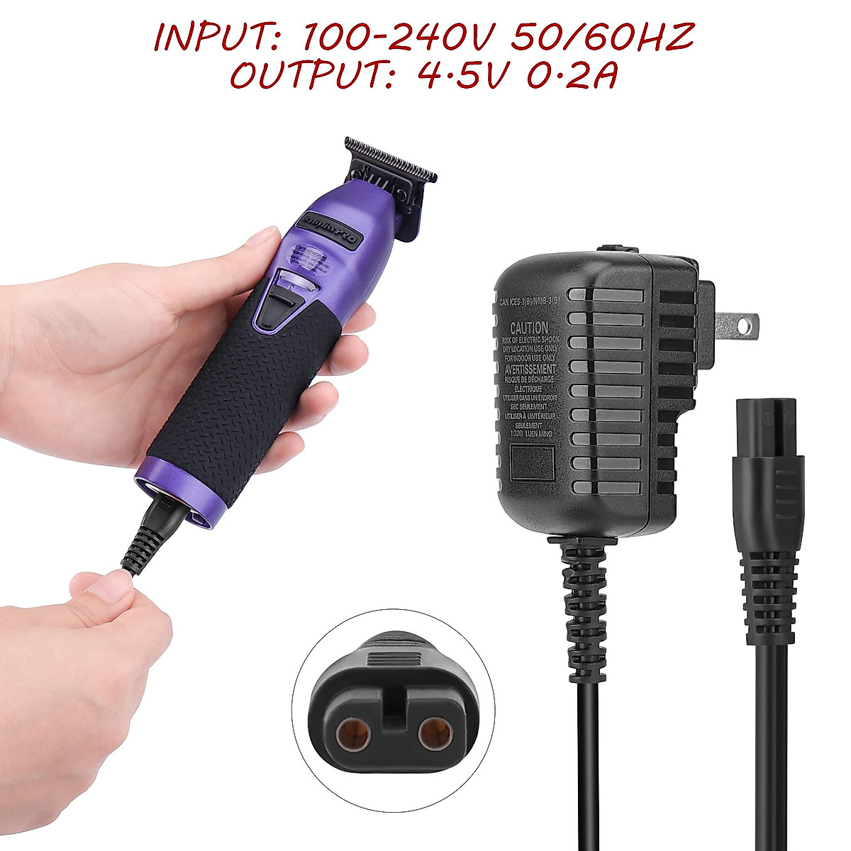 Anrom Replacement 4.5V Clipper Charger Compatible with Babylisspro Barberology FX787,FX788,FX870,FX820 Trimmers Charger Cord 10 ft