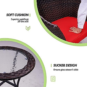 Elevon Patio Conversation Set Outdoor Wicker Furniture with 2 Chairs for Porch and Yard, OneSize, Red