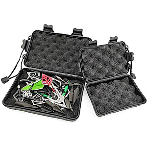 ZSHJGJR 2 Pack Broadhead Case Holds Plastic Protector Archery Arrowheads Portable Case Arrow Tips Storage Box for Archery Accessory (Black, M)