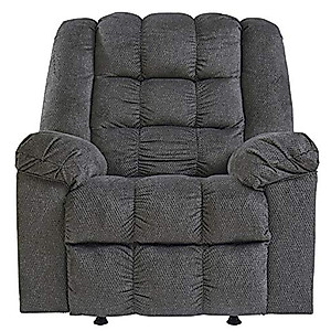 Signature Design by Ashley Drakestone Tufted Manual Rocker Recliner with Lumber Heat and Massage, Gray