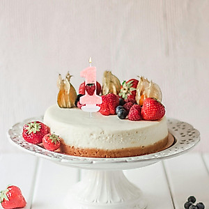 Pink Number 1 Candle, Strawberry Cake Topper Berry Number One Candle for First Birthday Party Supplies Decor for 1st Birthday Anniversary Decorations Photo Props