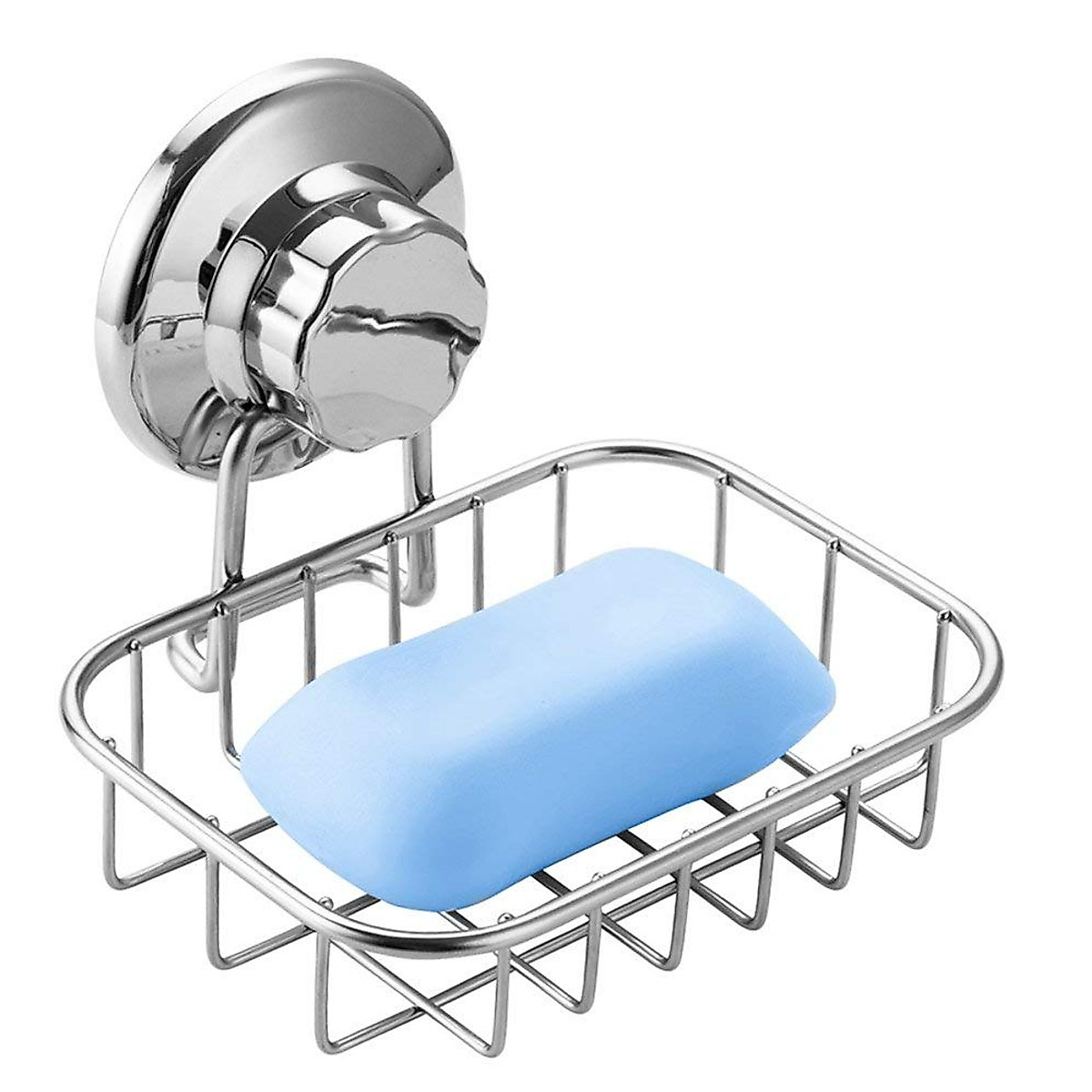 SANNO Suction Cup Soap Holder, Soap Dish Saver Tray Bar Soap Sponge Holder for Shower Wall, Bathroom, Tub and Kitchen Sink stainless steel