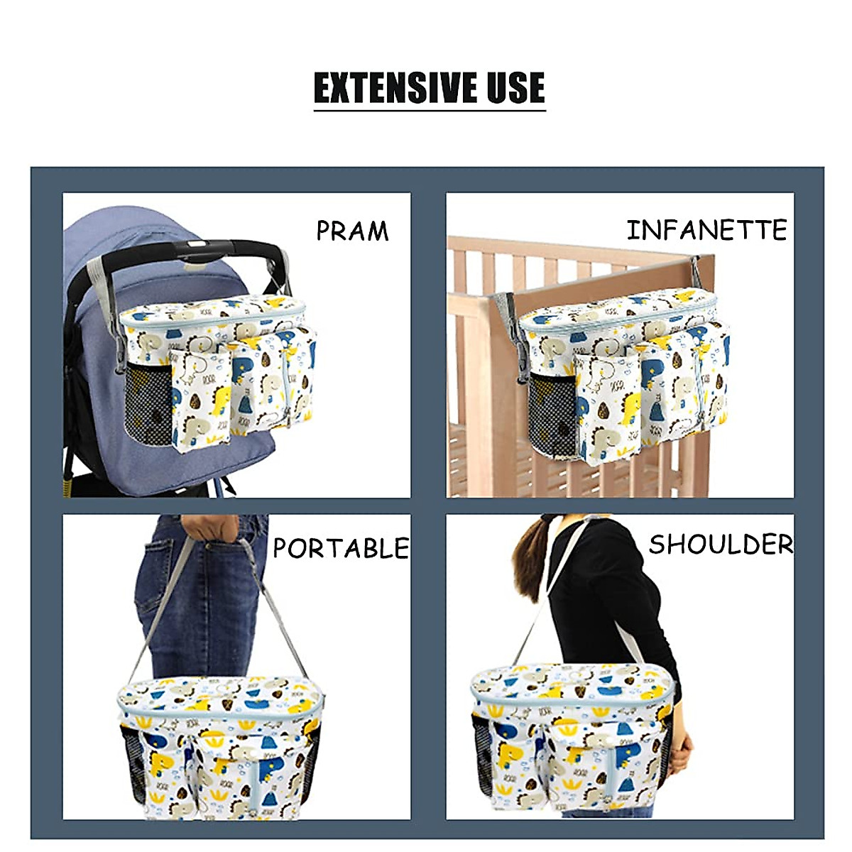 DAVID MA General-purpose pushcart holder with insulated cup holder,Applicable to a wide range of scenarios, travel necessary(blue owl)