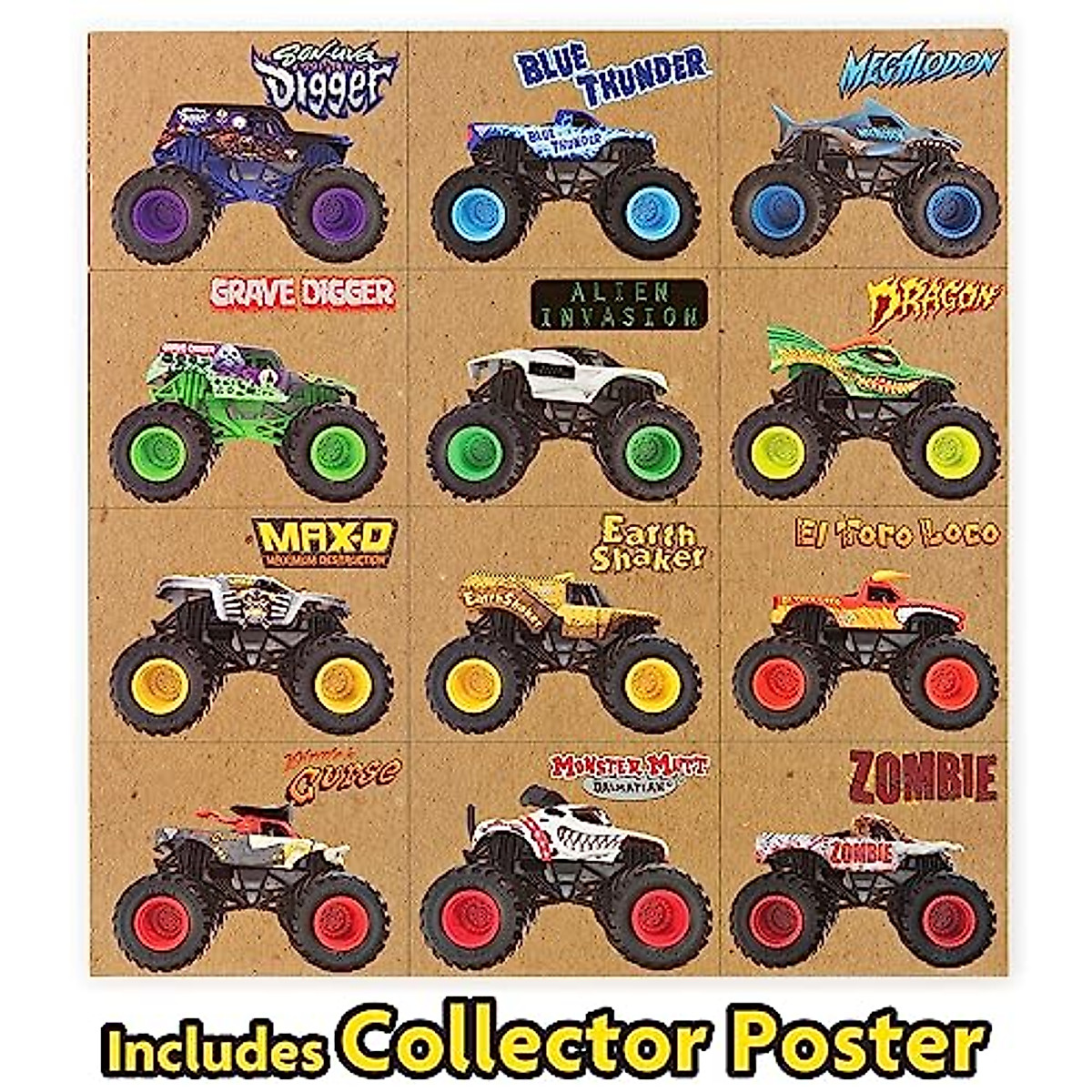 Monster Jam, Official 12-Pack of 1:64 Scale Die-Cast Monster Trucks, Amazon Exclusive
