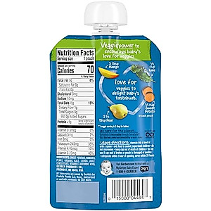 Gerber Baby Food Pouches, Sitter, Premium, Veggie Power, Sweet Potato Mango Pear Kale, 3.5 Ounce (Pack of 12)
