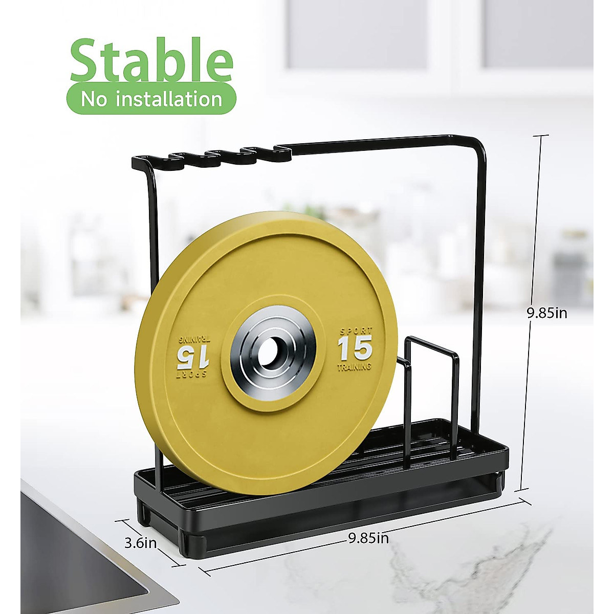 Kitchen Sink Organization, Dish Cloth Holder, Kitchen Sink Caddy, Dish Rag Holder (Black)