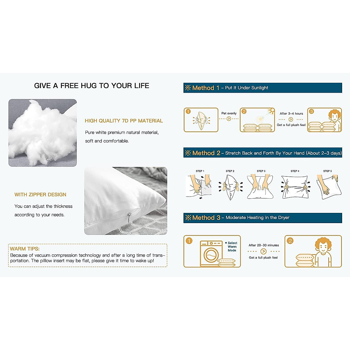 OTOSTAR 20x20 Inch Throw Pillow Inserts Set of 4 Premium Bedding Pillow Inserts Square Indoor Decorative Throw Pillows Form Pillow Stuffer for Couch Bed Sofa Sham Cushion Pillow Filler (White 20x20)