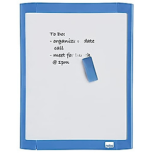 Nobo 1903816 Mini Magnetic Whiteboard with Coloured Frame, Dry Wipe, Wall Mountable, Includes Whiteboard Pen, Magnets, Eraser & Foam Adhesive Mounting Pads,Light Blue,216 x 280 mm