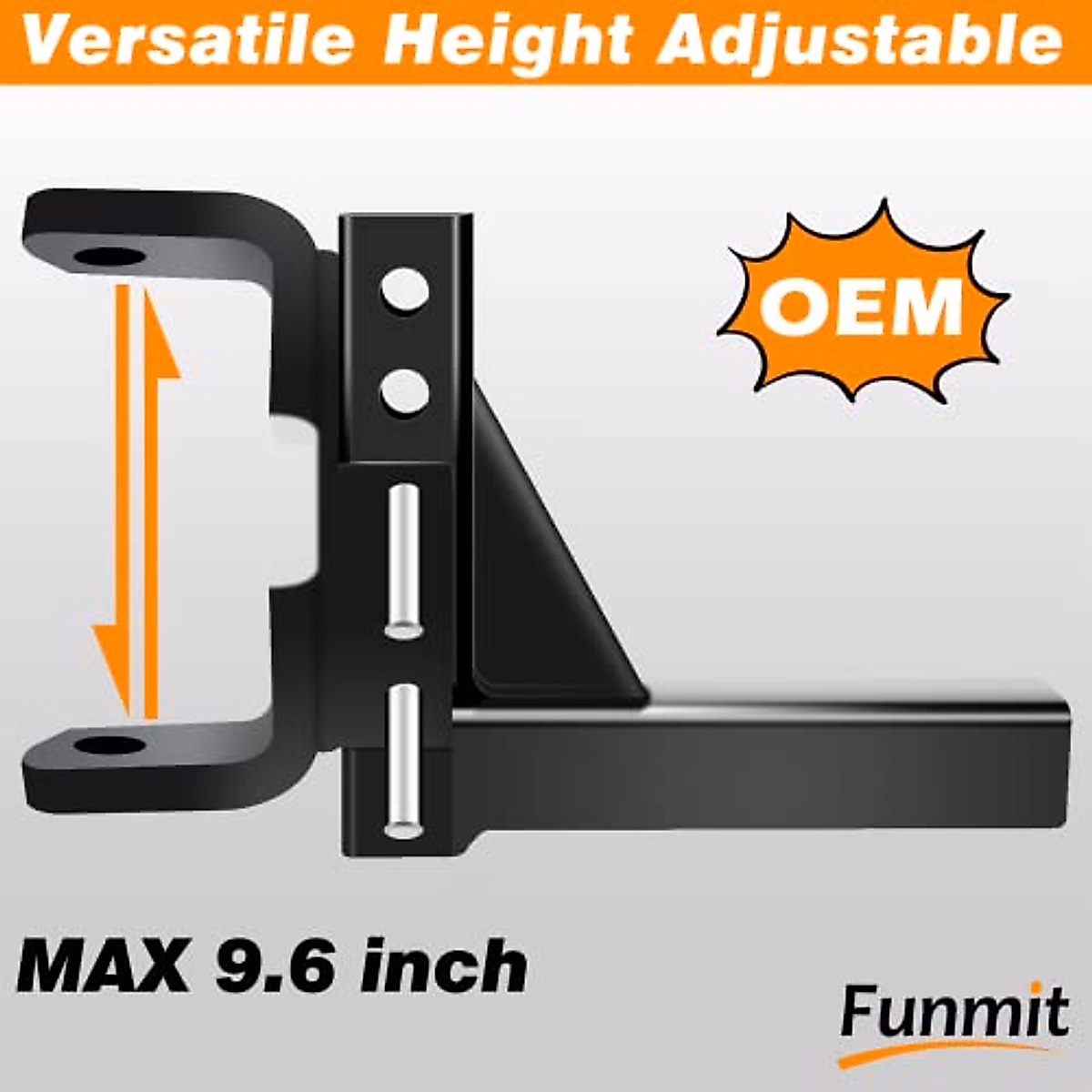 Trailer Hitch Adjustable Mount Hitch with 2 Hitch Pins, Fit 2 Inch Ball and Class 3 Tow Hitch, 5000 Lbs Towing Capacity for Trailers Campers Boats Pickups Rv