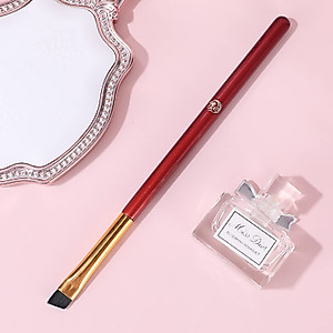 ENERGY Eyebrow Brush Angled Gel Eyeliner Makeup Brush L111 Ultra Thin Slanted Pro Liner Brush Firm Stiff Synthetic Bristles for Cream Brow Defining Applicator Red