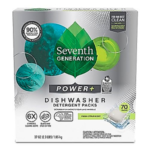 Seventh Generation Ultra Power Plus Dishwasher Detergent Packs, Fresh Citrus Scent, 70 count (Packaging May Vary)