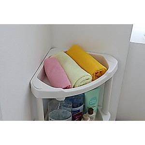 Tenby Living Corner Shower Caddy - 4 Shelf Shower Organizer Caddie with Movab.