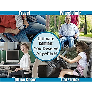 Orthopedic Gel Seat Cushion-Office Chair Cushion w/ 90% More Memory Foam for Sitting Comfort-Ergonomic for Coccyx, Tailbone, Sciatica & Back Pain Relief Perfect for Car, Truck, Wheelchair, Desk Chair