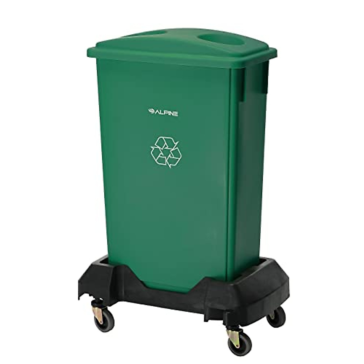 Alpine Rectangular Trash Can Dolly - Heavy Duty Garbage Can Roller with 4 Caster Wheels for Transporting Waste Containers in Offices, Schools, Restaurants, and More - Holds Up to 200lbs Load
