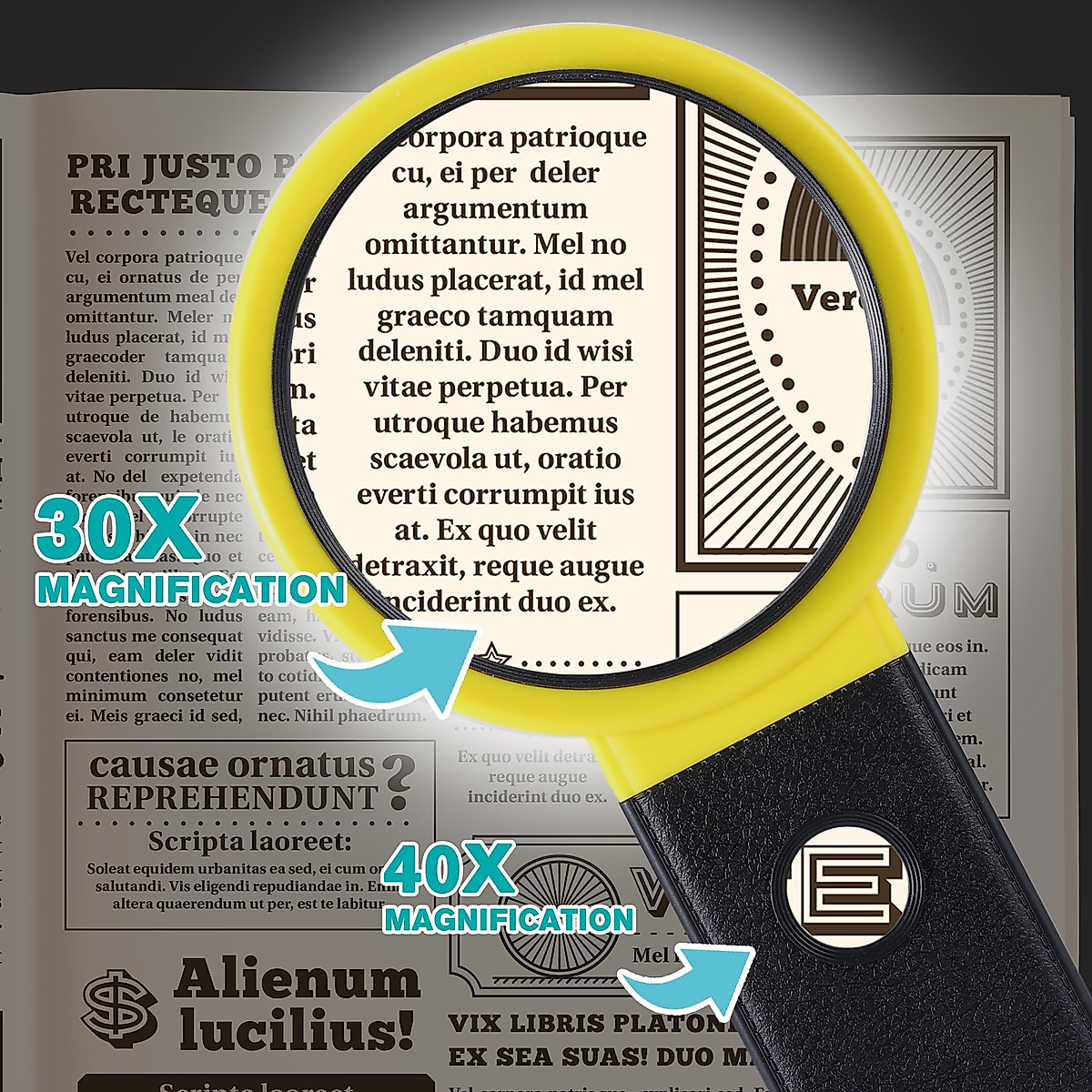 Lnchett Magnifying Glass, 75mm Non-Scratch Quality Glass Lens, Thickened Rubbery Frame, 4.5oz Lightweight, Perfect for Seniors & Kids