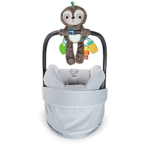 Bright Starts Slingin’ Sloth Travel Buddy Plush Stuffed Animal Take-Along Stroller or Carrier Toy, Ages 0 Month+