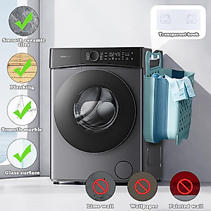 MutiValue Laundry Hamper, Plastic Collapsible Laundry Basket, Portable Wall-Mounted Dirty Clothes Hamper with Hook Space-Saving Foldable Laundry Basket with for Room Storage & Organizing (Blue)