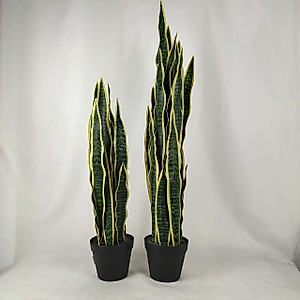 Ailimama Artificial Snake Plant 39In Green Fake Sansevieria, Perfect Faux Plants for Home Garden Office Store Decoration