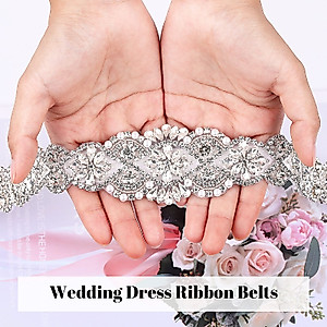 Sintege 3 Pcs Rhinestone Wedding Dress Belts Crystal Bridal Sash Belts Diamond Ribbon Belts for Women Bridal Bridesmaid