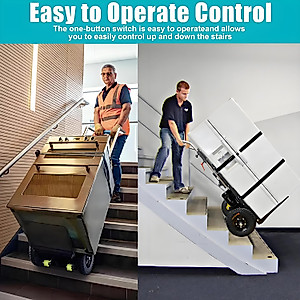 Electric Stair Climbing Dolly Heavy Duty, 1200W Motorized Powered Stair Climber Dolly Cart, 880lb Max Load, Electric Stair Climbing Hand Trucks Dolly for Moving (Orange)