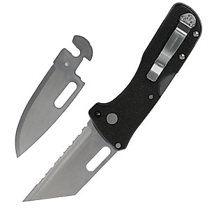 Cold Steel Click N Cut Folder Durable Hunting & Hiking Steel 5 Oz Compact 7" Long Folding Knife with Strong Lock & 2 Interchangeable Blades - Blister Package