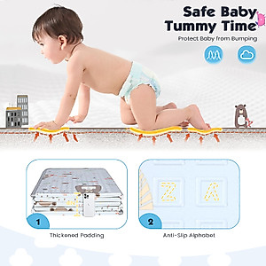 MEM Baby Play Mat 79" x 71", Foldable Baby Play Mats for Floor, Reversible Waterproof Foam Playmat for Babies and Toddlers, Extra Large Non-Slip Baby Crawling Mat with Travel Bag