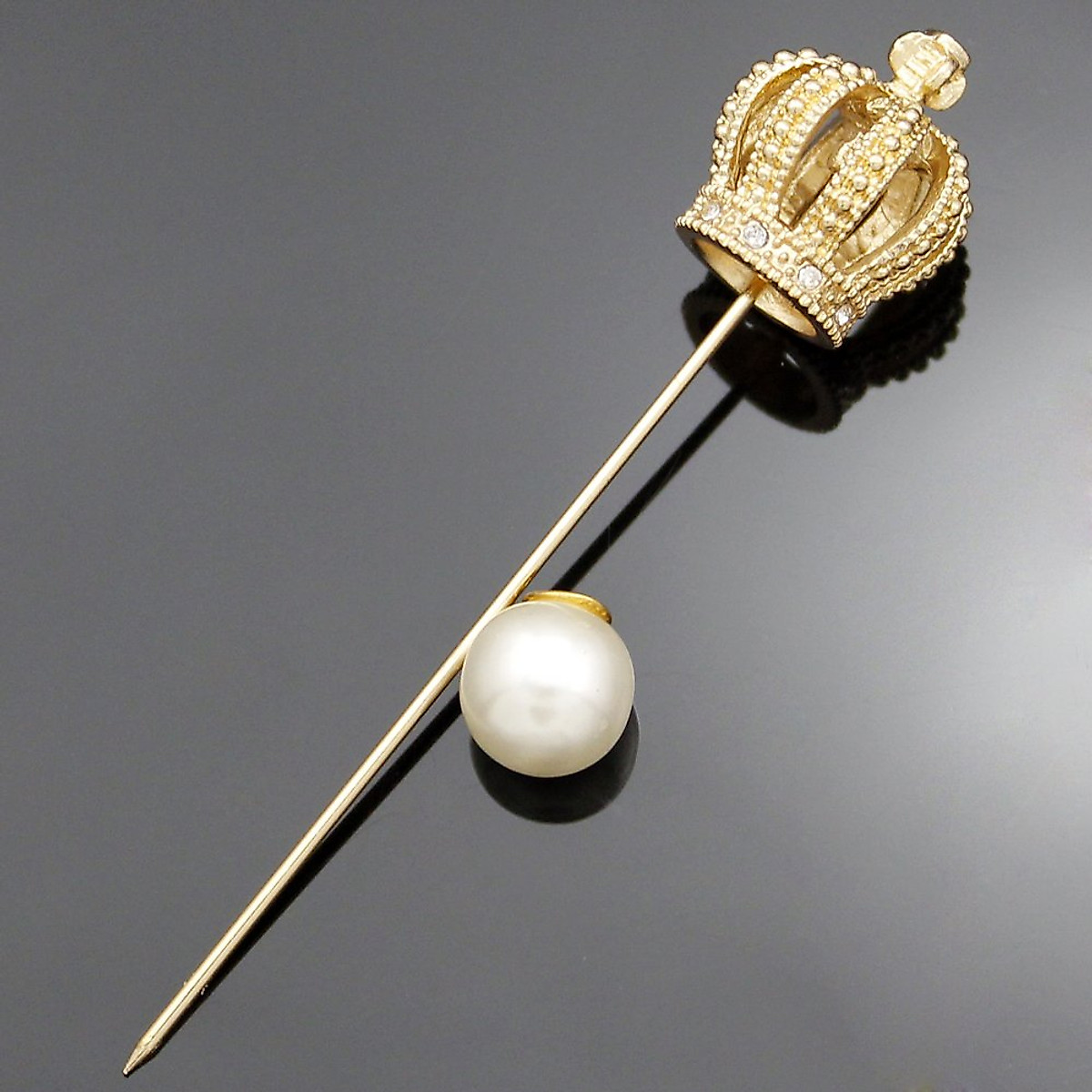 RechicGu Gold Royal Queen Crown Tiara Cross Faux Pearl Lapel Stick Pin Tie Hat Scarf Badge Brooch