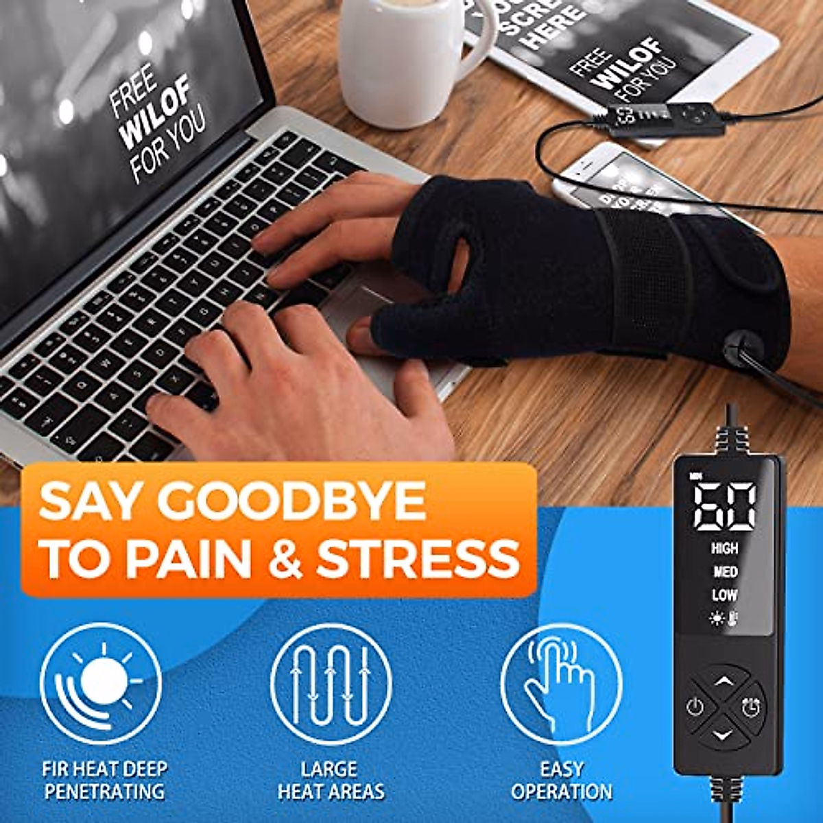 sticro Wrist Thumb Brace Heating Pad for Arthritis and Carpal Tunnel Relief, Hand Heating Pad for Sprains Trigger Thumb, Wrist Hand Tendonitis Pain Relief - Left Right Hand