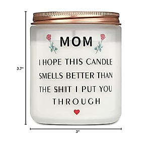 Gifts for Mom from Daughter or Son - Funny Mom Gifts for Birthday, Mother’s Day, or Christmas - Lavender Scented Candle for Relaxation - Eco-Friendly Soy Wax Candle with Humorous Quote