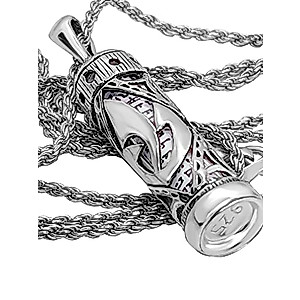 NanoStyle Mezuzah Necklace Bar Mitzvah Gifts 925 Sterling Silver Shin Shaddai Pendant Shema Israel Scroll Jewish Gifts from Israel for Men or Women, 20" Thick Silver Chain