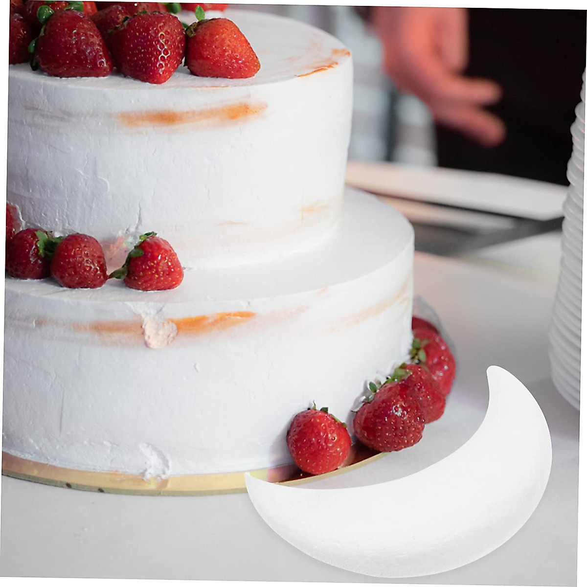 Abaodam Moon Cake Embryo Cake Turntable for Decorating Fake Cake Model Cake Practice Dummy Multitools Faux Wedding Cake Wedding Cake Stand Cake DIY Model Crafts Blank Child White Foam