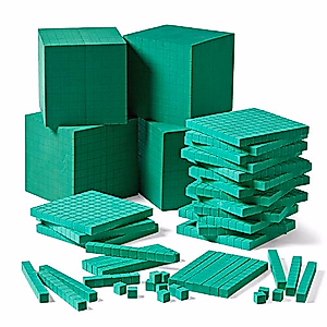 hand2mind Green Foam Base Ten Blocks Complete Set, Place Value Blocks, Counting Cubes for Kids Math, Base 10 Math Manipulatives for Kids, Kindergarten Homeschool Supplies (Set of 1610)